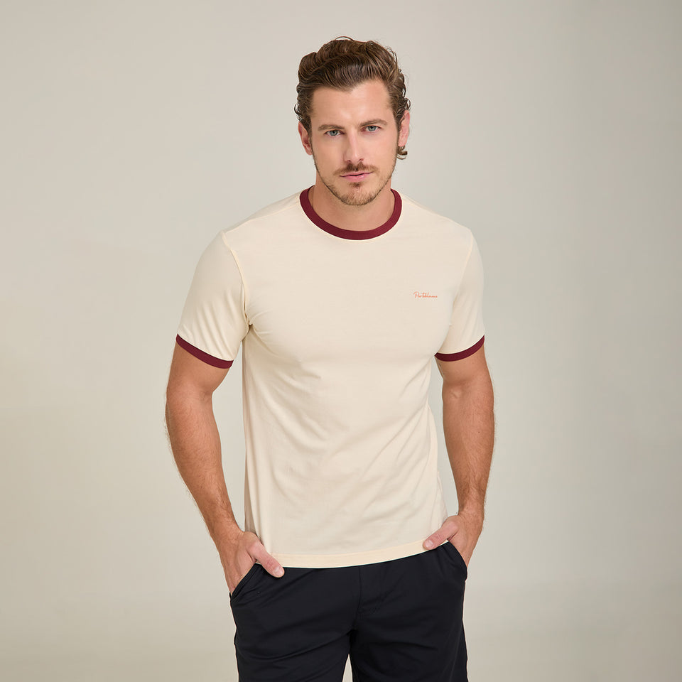 Playera hombre cuello rib algodón – Porto Blanco Guatemala